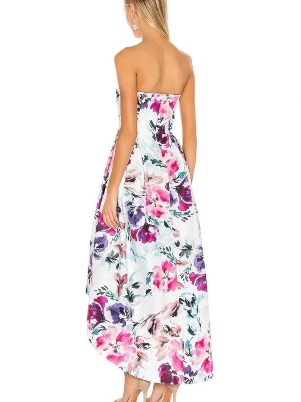 Parker | Dresses | Parker Black Strapless Floral Highlow Dress | Poshmark